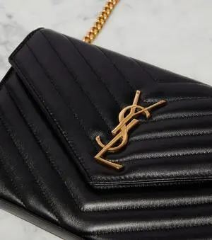 Saint Laurent Cassandre Matelassé Leather Shoulder Bag - Black