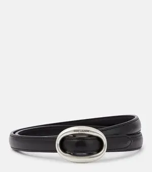 Saint Laurent Slim Leather Belt - Black