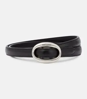 Saint Laurent Slim Leather Belt - Black