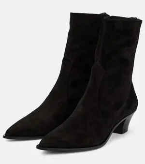 AQUAZZURA Brunswick Suede Ankle Boots - Black
