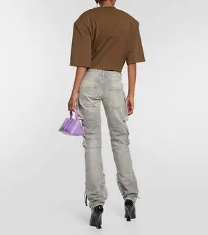 Attico Essie Denim Cargo Pants - Grey