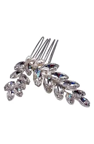 Brides & Hairpins Raquel Crystal & Freshwater Pearl Hair Comb - Silver