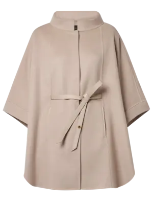Loro Piana Belted Leather-trimmed Cashmere Cape