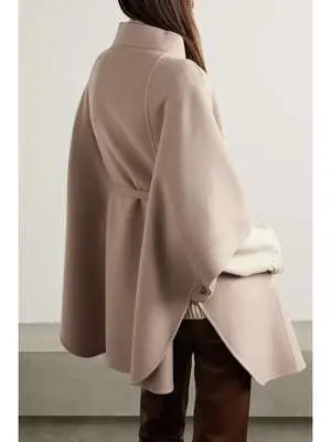 Loro Piana Belted Leather-trimmed Cashmere Cape
