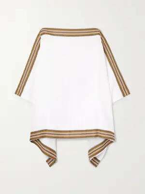 Loro Piana Striped Linen Poncho - White