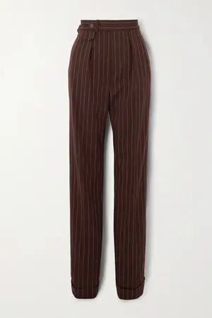 Ralph Lauren Graison Pleated Pinstriped Wool Straight-leg Pants