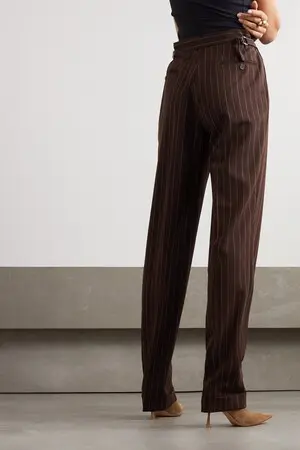 Ralph Lauren Graison Pleated Pinstriped Wool Straight-leg Pants