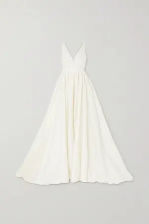 HALFPENNY LONDON Pleated Taffeta Gown - Off-white