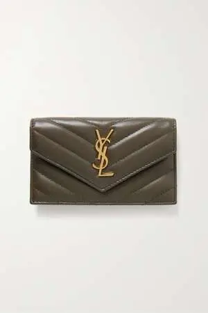 Saint Laurent Cassandre Matelassé Leather Wallet Army Green