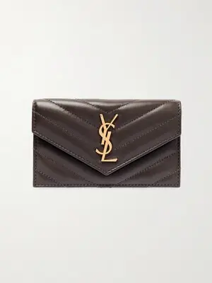 Saint Laurent Cassandre Matelassé Leather Wallet - Brown