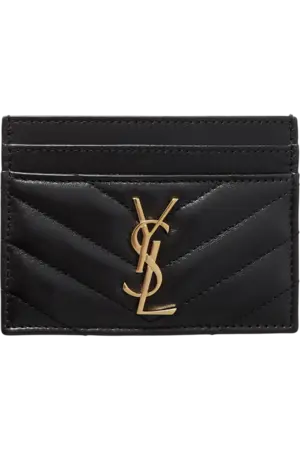 Saint Laurent Cassandre Matelassé Leather Cardholder - Black