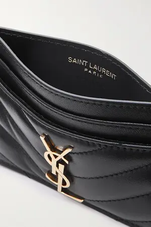 Saint Laurent Cassandre Matelassé Leather Cardholder - Black
