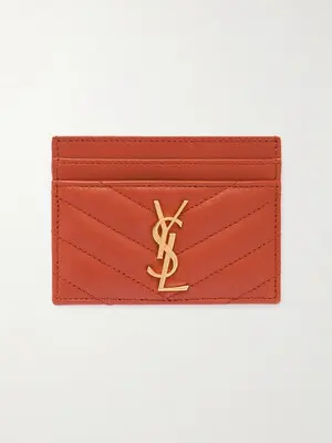 Saint Laurent Cassandre Matelassé Leather Cardholder Orange
