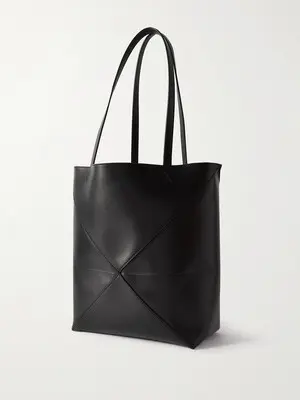 Loewe Puzzle Fold Convertible Medium Leather Tote - Black