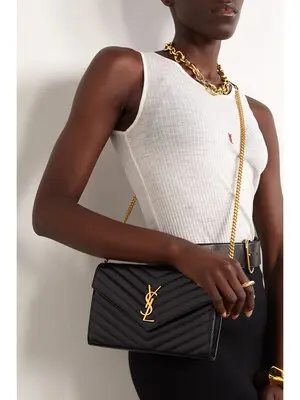 Saint Laurent Cassandre Matelassé Leather Shoulder Bag - Black