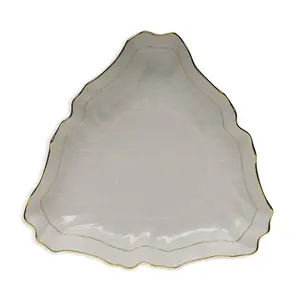 HEREND Porcelain Triangle Dish - Gold