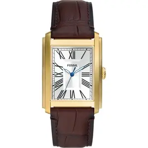 Fossil Carraway Leather Strap Watch - Brown
