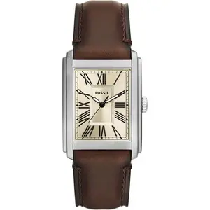 Fossil Carraway Leather Strap Watch - Brown/silver