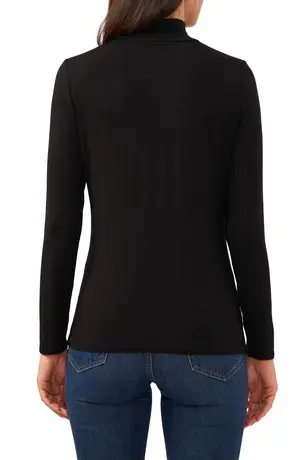 Vince Camuto Mock Neck Long Sleeve Blouse - Rich Black