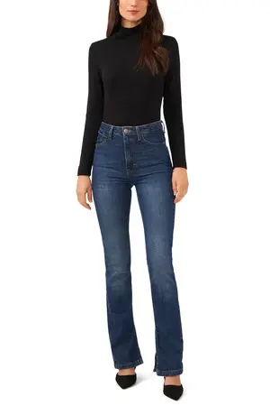 Vince Camuto Mock Neck Long Sleeve Blouse - Rich Black