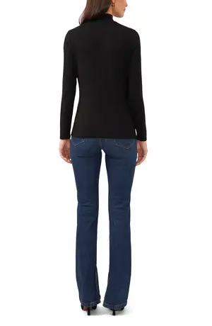 Vince Camuto Mock Neck Long Sleeve Blouse - Rich Black
