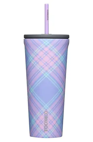 CORKCICLE 24-ounce Insulated Cup With Straw Springtime Plaid
