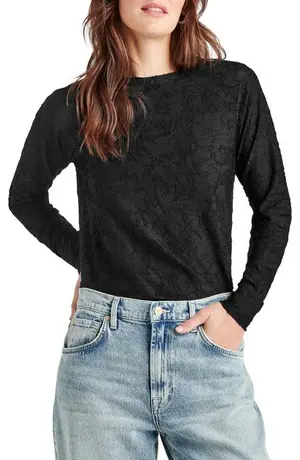 Splendid Cecelia Floral Long Sleeve Top - Black