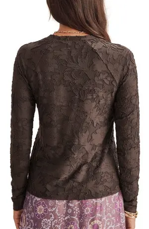 Splendid Cecelia Floral Long Sleeve Top - Java Brown
