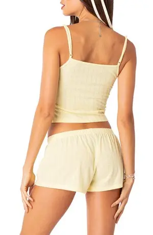 EDIKTED Irene Pointelle Camisole - Yellow