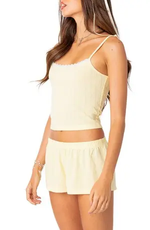 EDIKTED Irene Pointelle Camisole - Yellow