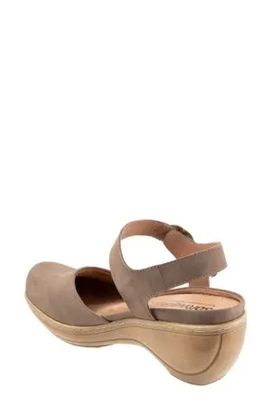 Softwalk Mabelle Ankle Strap Clog - Taupe Nubuck