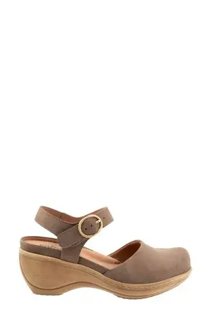 Softwalk Mabelle Ankle Strap Clog - Taupe Nubuck