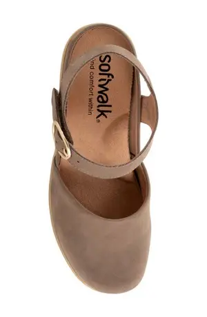 Softwalk Mabelle Ankle Strap Clog - Taupe Nubuck