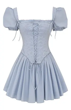 House Of Cb Broderie Anglaise Corset Bodice Minidress