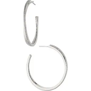 Nadri Disco Crossover Hoop Earrings - Rhodium