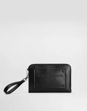 Dolce & Gabbana Small Calfskin Pouch With Logo - Black