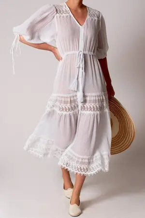 Miguelina Nolina Button-down Gauze Dress