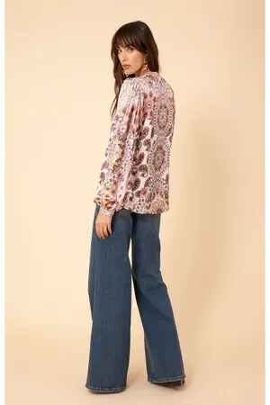Hale Bob Joleen Beaded Charmeuse Top - Neutral