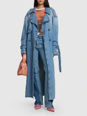 Acne Studios Long Denim Trench Coat W/ Belt