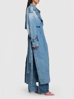 Acne Studios Long Denim Trench Coat W/ Belt