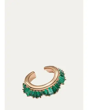 Nak Armstrong 20k Recycled Rose Gold Ruched Ear Cuff With Emeralds, Single