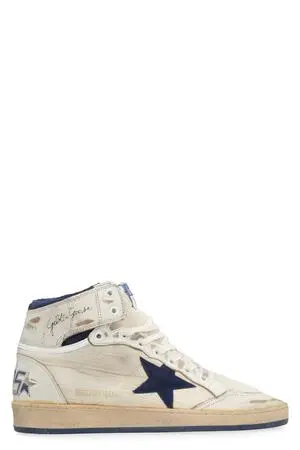 GOLDEN GOOSE Sky-star High-top Leather And Technical Fabric Sneakers Ivory