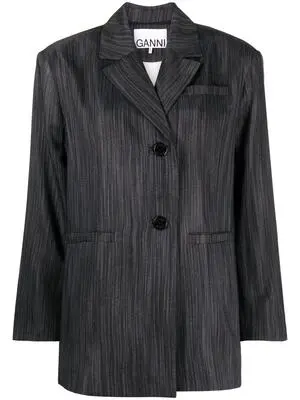 GANNI Striped Blazer - Black