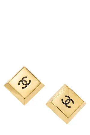Chanel Cc Square Clip-on Earrings - Gold