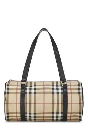 Burberry Vintage Check Coated Canvas Barrel Bag