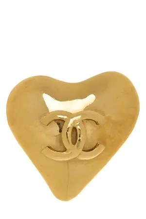 Chanel Cc Heart Pin - Gold