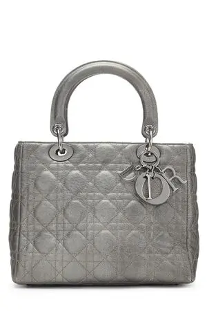 DIOR Christian Dior Metallic Cannage Quilted Lambskin Lady Dior Medium