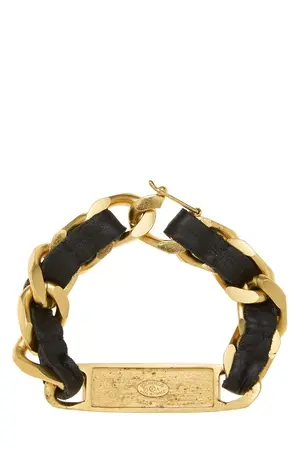 Chanel Gold-plated & Leather Chain Link Bracelet