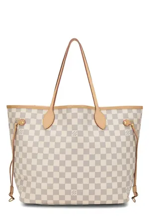 LOUIS VUITTON Damier Azur Neverfull MM NM Pink
