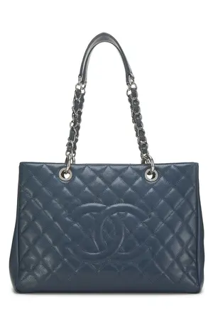Chanel Quilted Caviar Grand Shopping Tote - Blue